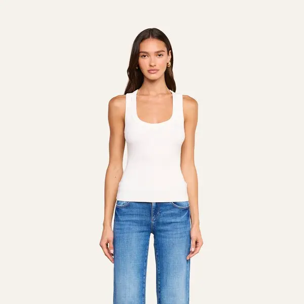 L'Agence Shania Ribbed Racerback Tank Top - White