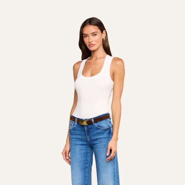 L'Agence Shania Ribbed Racerback Tank Top - White