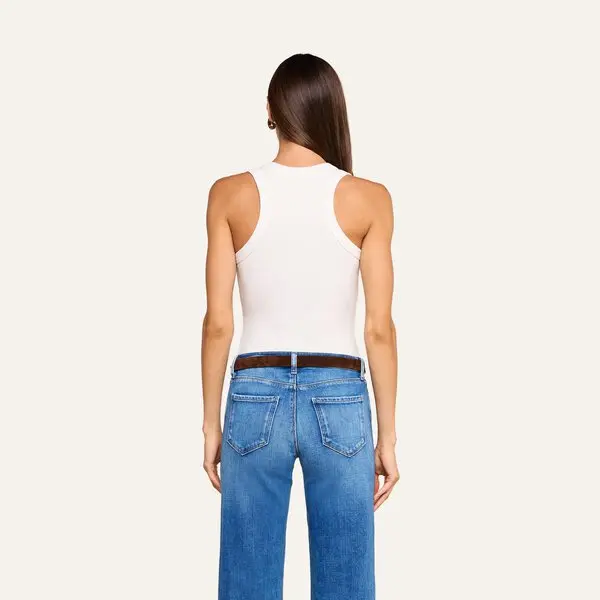 L'Agence Shania Ribbed Racerback Tank Top - White
