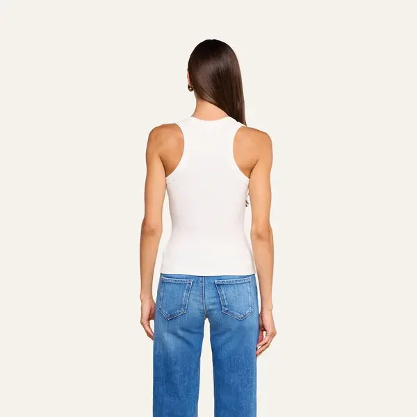 L'Agence Shania Ribbed Racerback Tank Top - White