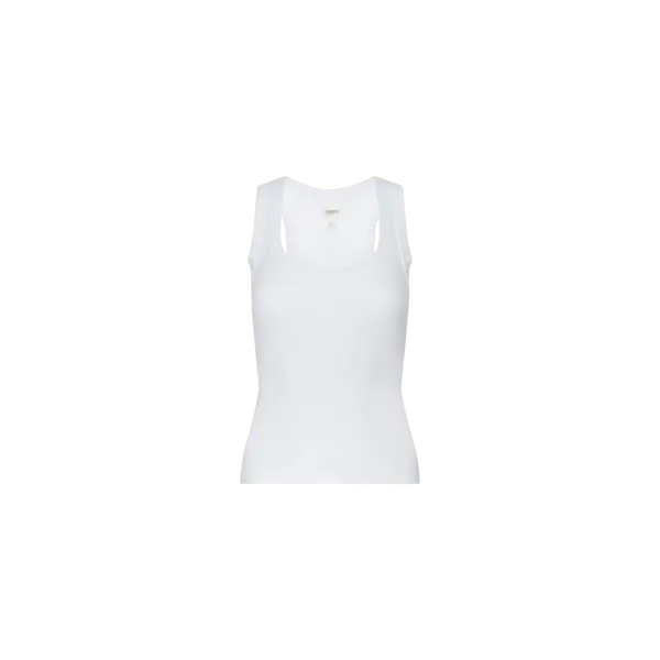 L'Agence Shania Ribbed Racerback Tank Top - White