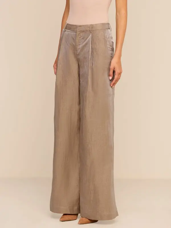 L'Agence Allanah Linen-blend Trouser - Latte/gold