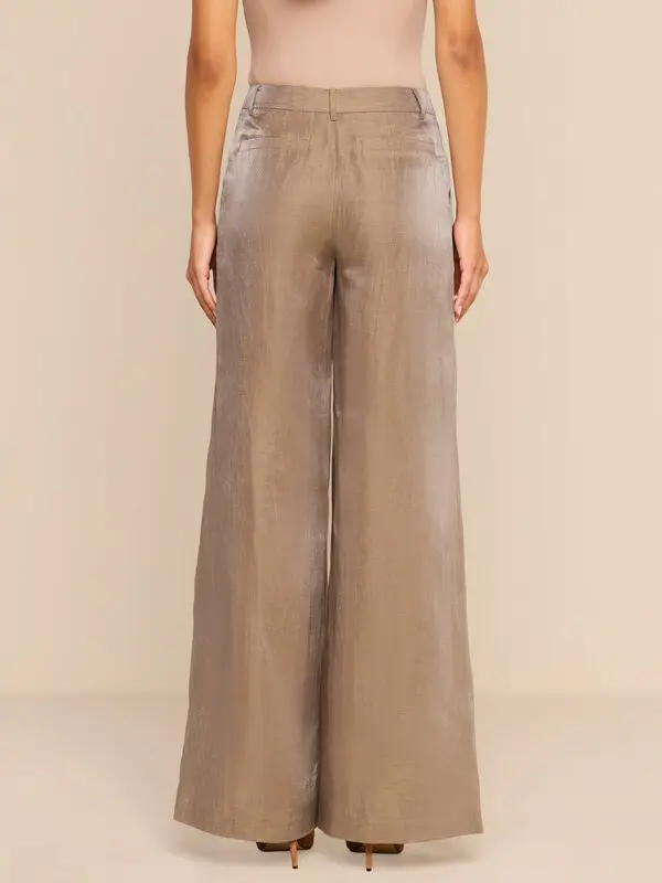 L'Agence Allanah Linen-blend Trouser - Latte/gold