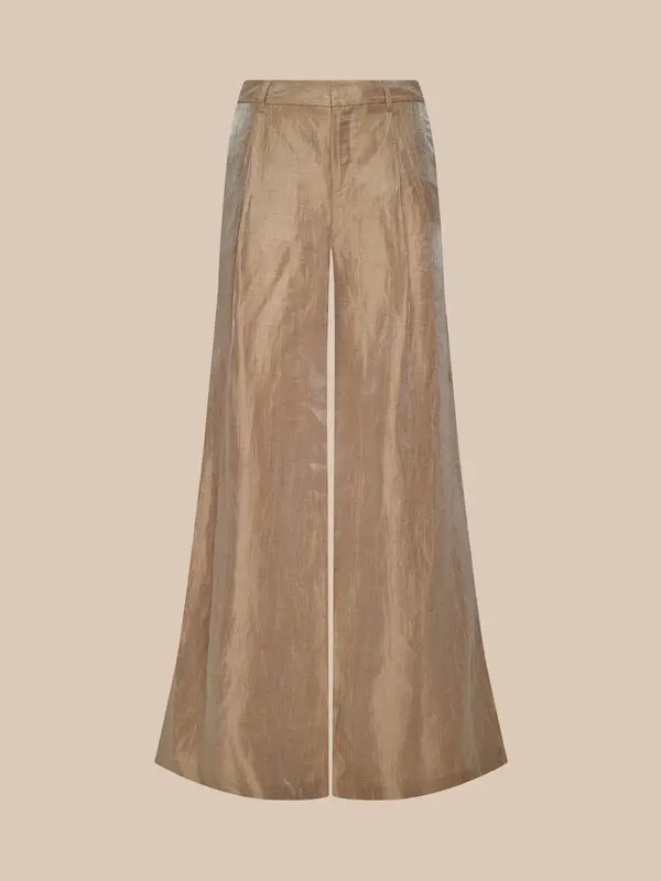L'Agence Allanah Linen-blend Trouser - Latte/gold