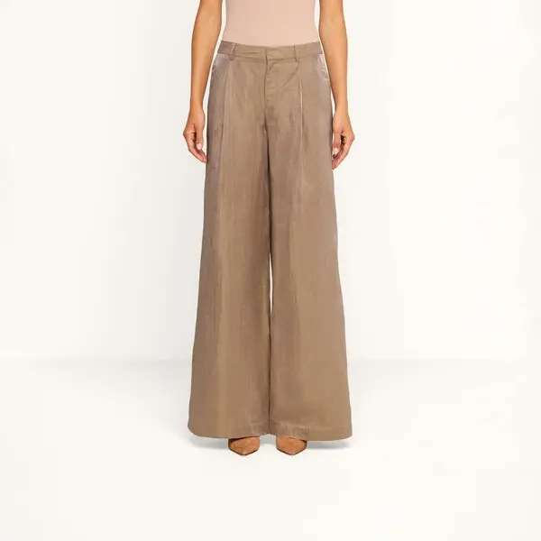 L'Agence Allanah Linen-blend Trouser - Latte/gold