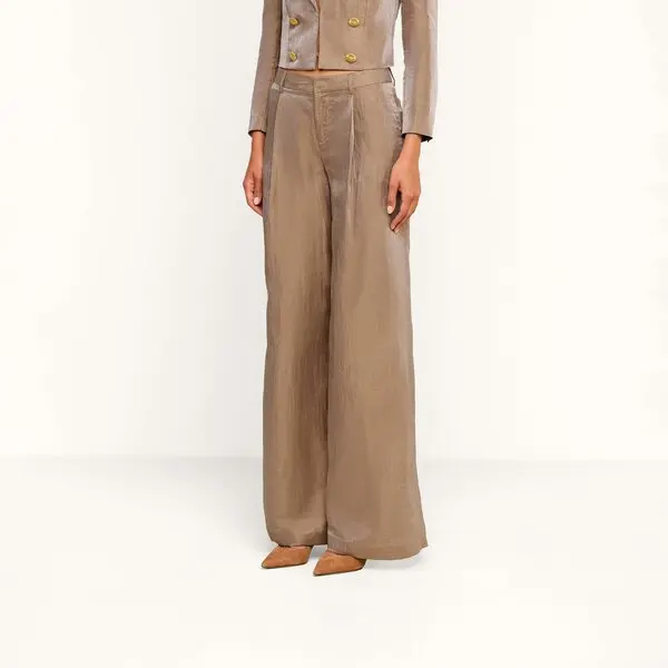 L'Agence Allanah Linen-blend Trouser - Latte/gold