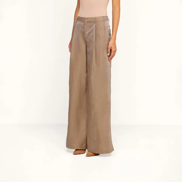 L'Agence Allanah Linen-blend Trouser - Latte/gold