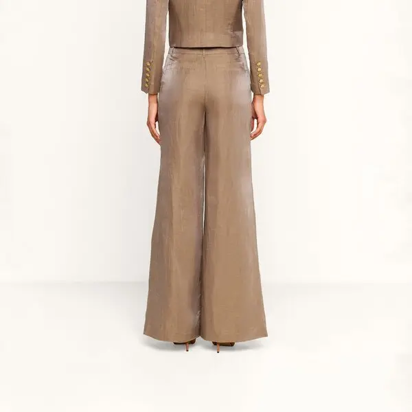 L'Agence Allanah Linen-blend Trouser - Latte/gold