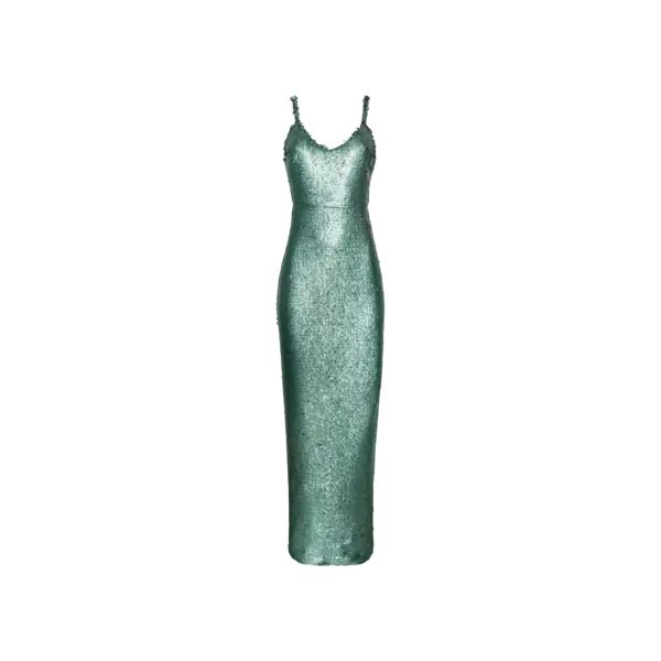 L'Agence Karma Sequin Maxi Dress - Matte Teal Sequins