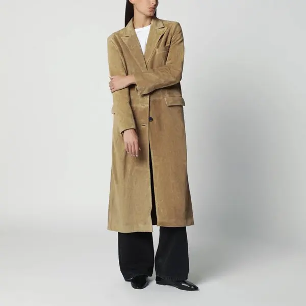 ARMA Alissa Single-breasted Suede Coat - Beige