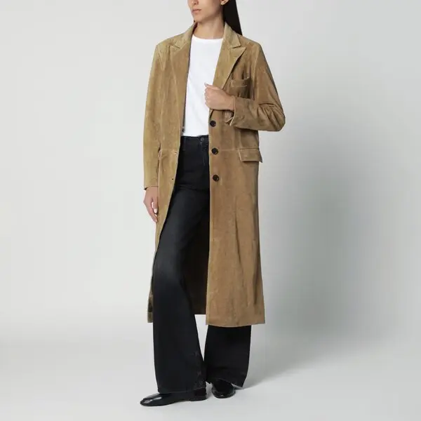 ARMA Alissa Single-breasted Suede Coat - Beige