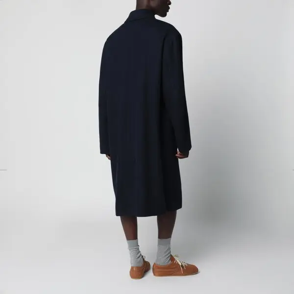 Dries Van Noten Navy Single-breasted Wool Coat