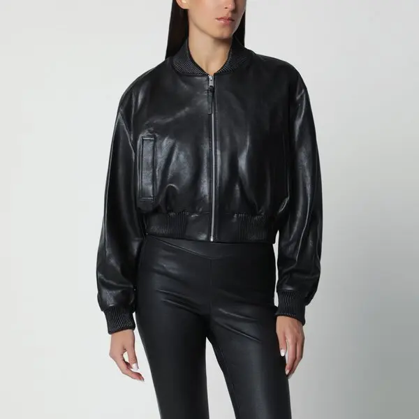 ARMA Hannah Cropped Leather Bomber Jacket