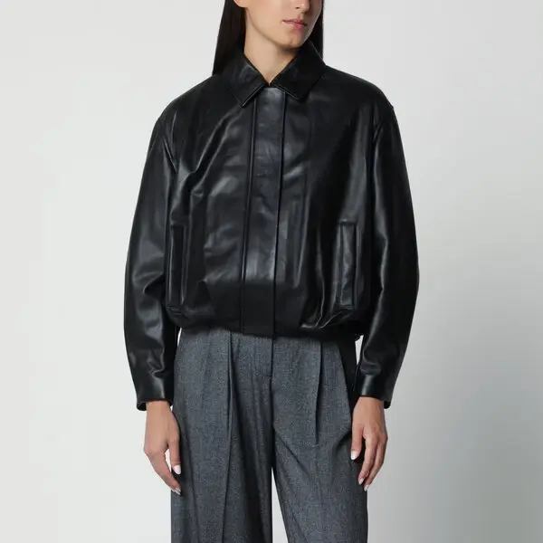 ARMA Melis Leather Bomber Jacket - Black