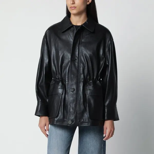 ARMA Maeve Leather Drawstring Jacket - Black
