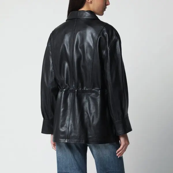 ARMA Maeve Leather Drawstring Jacket - Black