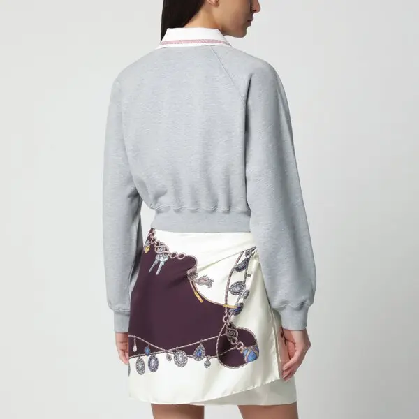 Versace Cropped Cotton Polo Sweatshirt - Grey
