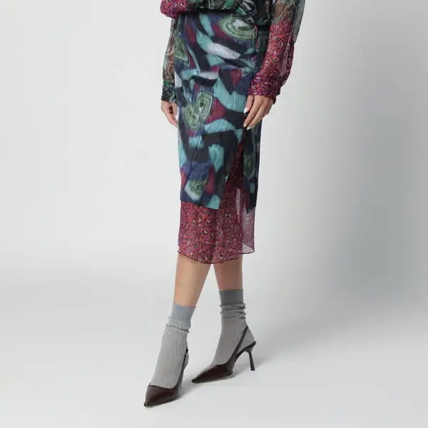 Dries Van Noten Multicolored Silk-blend Print Skirt