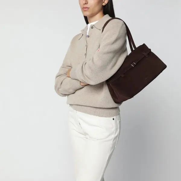 Manu Atelier Suede East West Bag - Brown