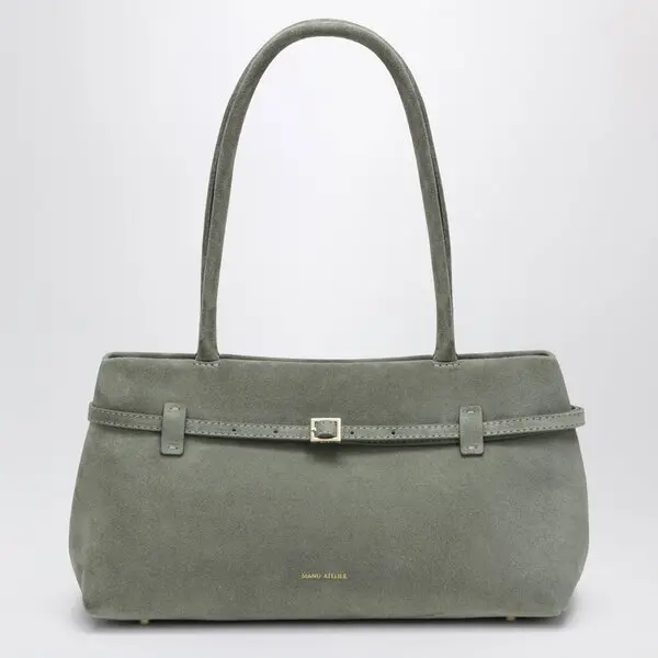 Manu Atelier Suede East West Shoulder Bag - Green