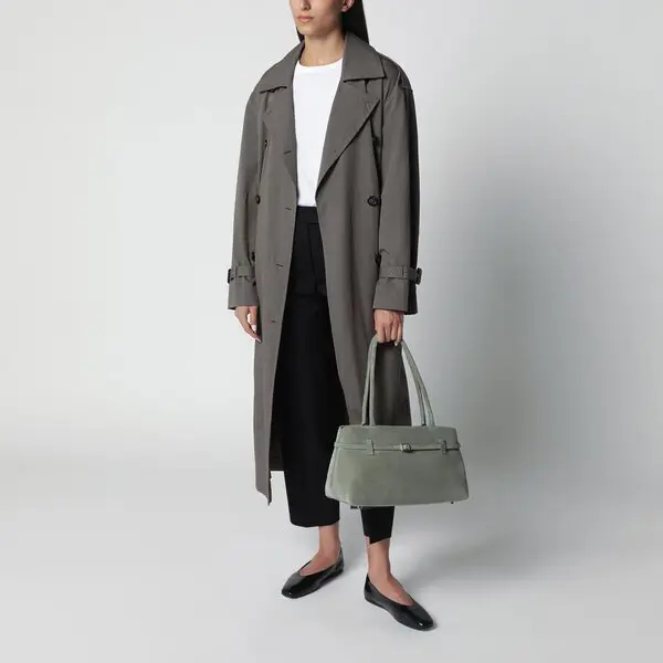 Manu Atelier Suede East West Shoulder Bag - Green