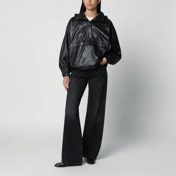 RÓHE Oversized Leather Anorak With Drawstring Hood