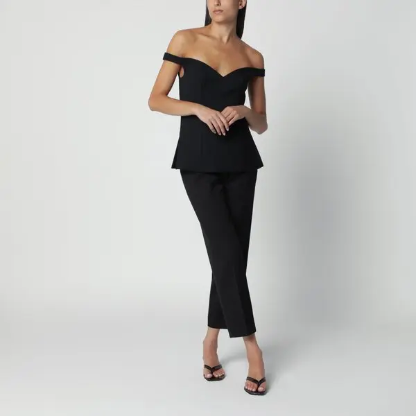 RÓHE Off-the-shoulder Sweetheart Neckline Top - Black