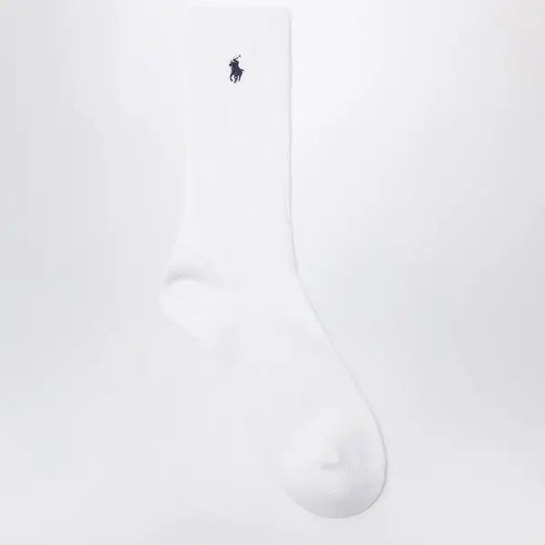Polo Ralph Lauren Navy Cotton-blend Logo Socks - White