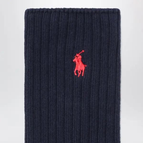 Polo Ralph Lauren Navy/red Cotton-blend Logo Socks