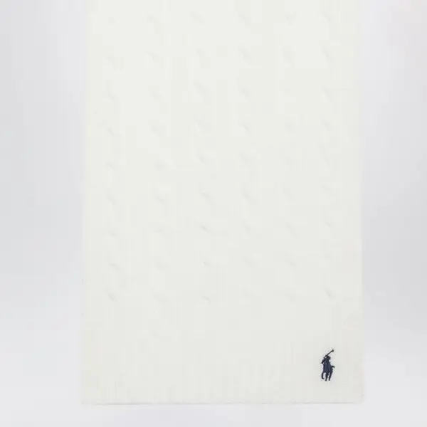 Polo Ralph Lauren Cream Cable-knit Wool And Cashmere Scarf