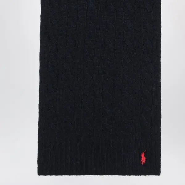 Polo Ralph Lauren Navy Cable-knit Wool And Cashmere Scarf