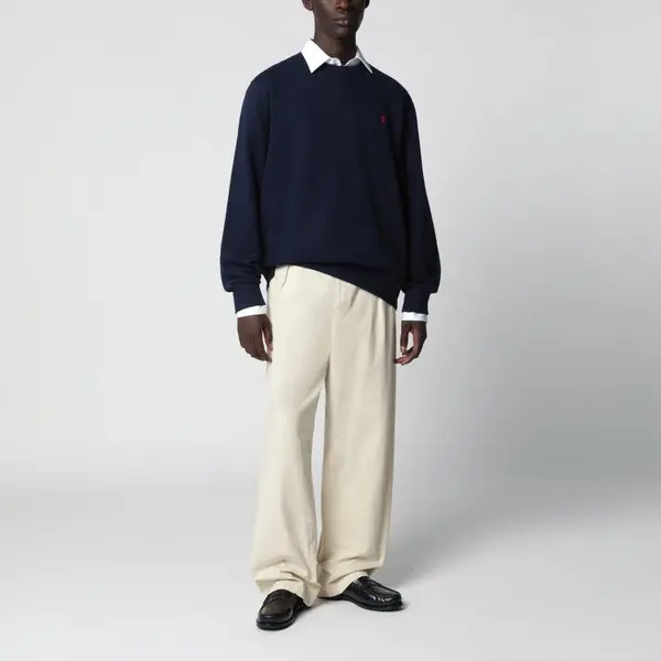Polo Ralph Lauren Navy Cotton-blend Crewneck Sweatshirt