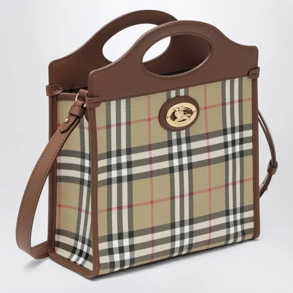 Burberry Mini Bag In Archive Canvas And Calfskin Leather With Horseferry Print - Beige