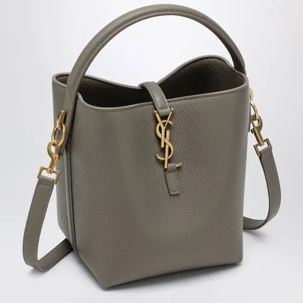 Saint Laurent Le 37 Bucket Bag In Taupe Grained Leather