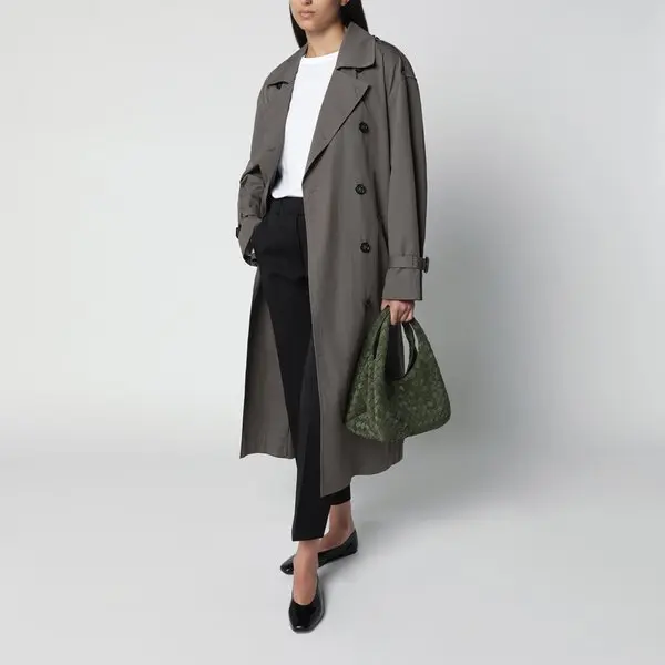 Bottega Veneta Small Campana Bag In Dark Intrecciato Suede - Green