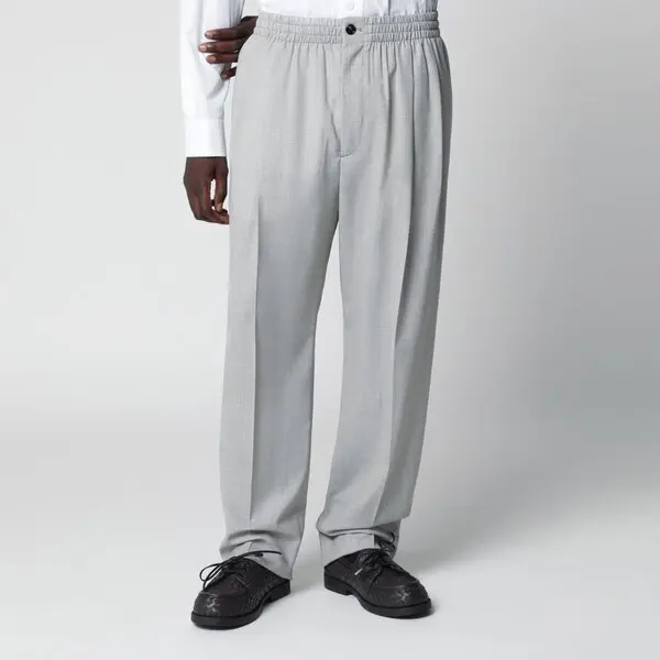 Bottega Veneta Light Mélange Wool Trousers - Grey