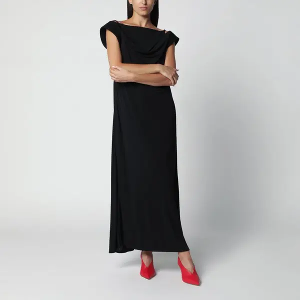 Bottega Veneta Long Dress In Viscose Crêpe Jersey - Black
