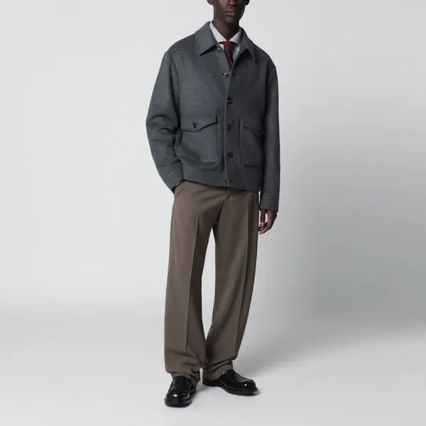 Valentino Garavani Wool And Cashmere-blend Overshirt Jacket - Grey