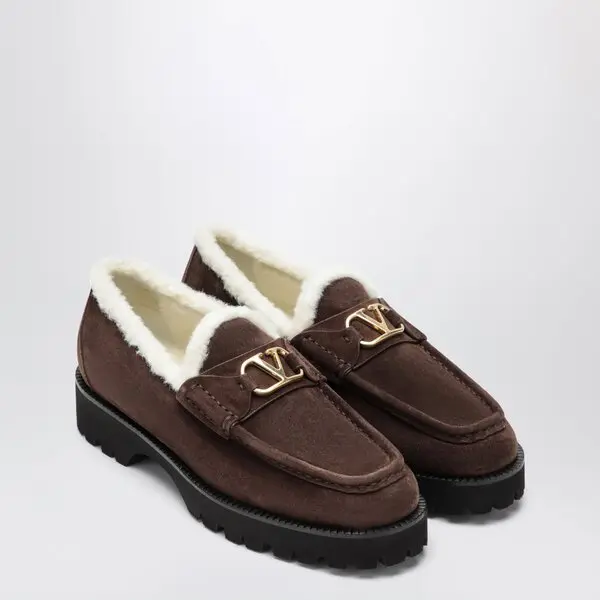 Valentino Garavani Vlogo Suede Shearling Loafers