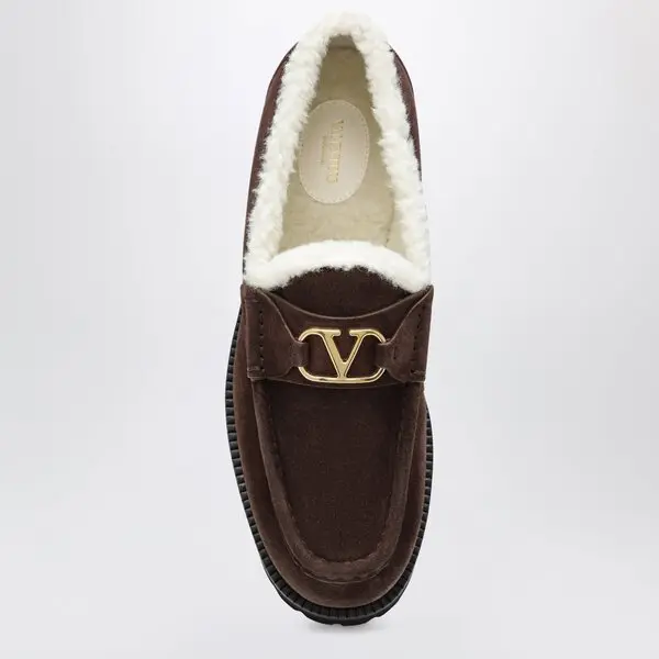 Valentino Garavani Vlogo Suede Shearling Loafers