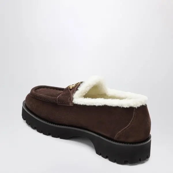 Valentino Garavani Vlogo Suede Shearling Loafers