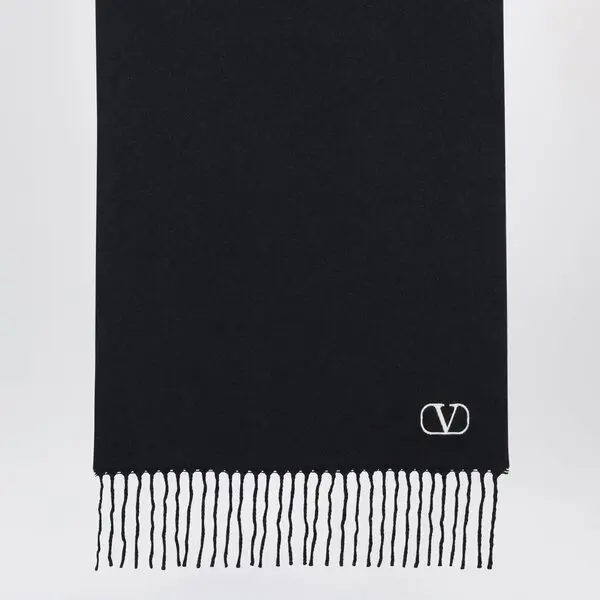 Valentino Garavani Navy Scarf With Vlogo Embroidery