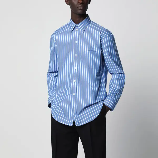 Balenciaga Striped Cotton Shirt - Light Blue