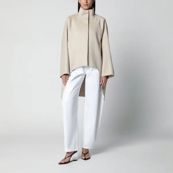 Alaïa Asymmetric Double-face Cashmere Coat - Beige