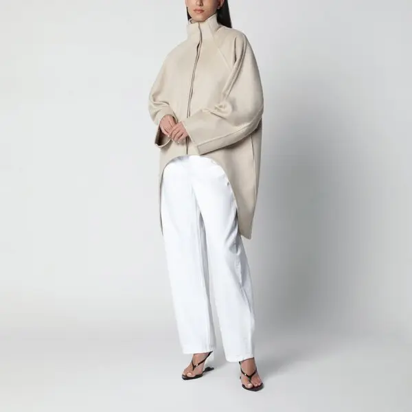 Alaïa Asymmetric Double-face Cashmere Coat - Beige