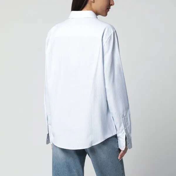 AMI Paris Striped Cotton Shirt With Embroidered Logo