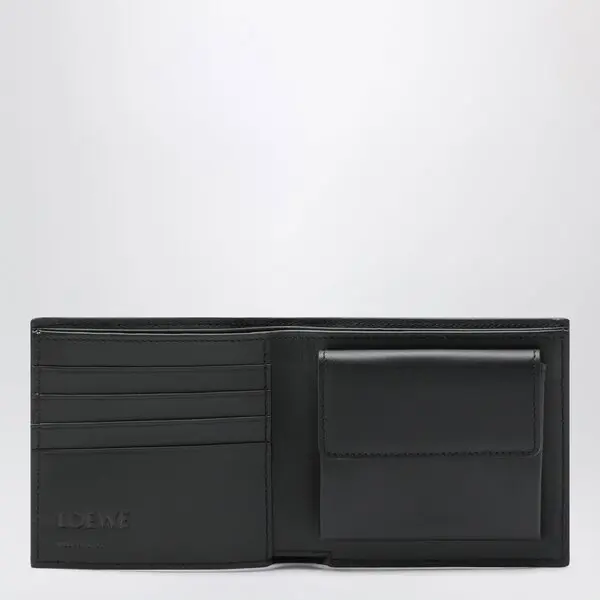 Loewe Flag Bifold Wallet With Coin Pocket In Black / Tropical Green Leather