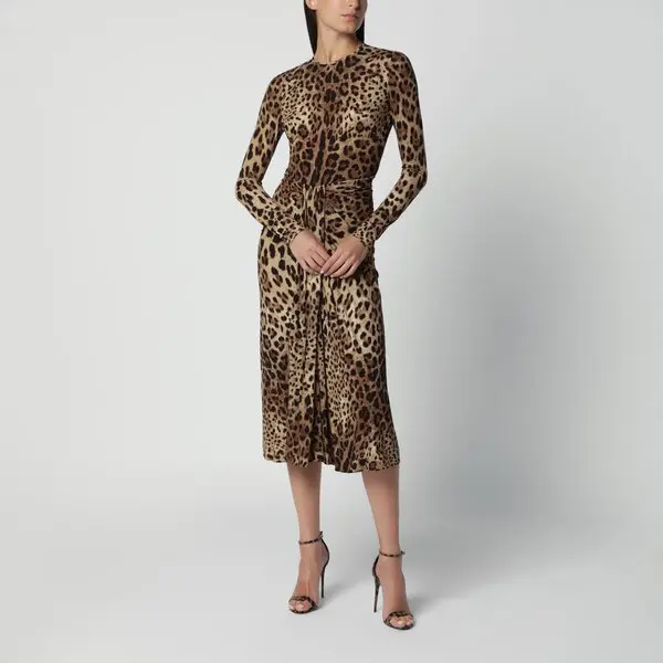 Dolce & Gabbana Leopard Print Viscose Jersey Dress