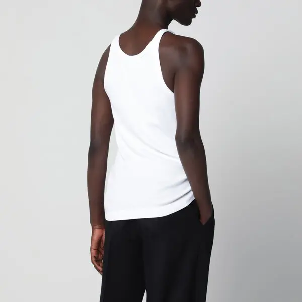 Dolce & Gabbana Ribbed Cotton Tank Top With Logo Patch