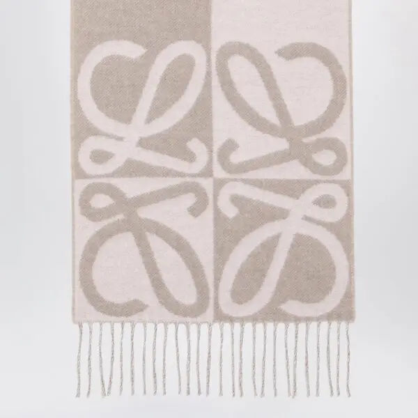 Loewe Anagram Jacquard Scarf In Pink / Wool And Cashmere